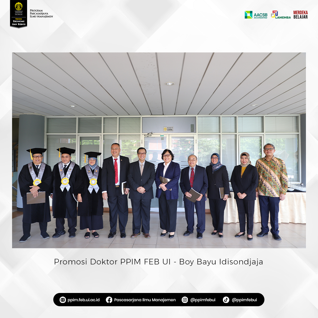 Promosi Doktor Boy Bayu Idisondjaja (Selasa, 16 Januari 2024) – Program Pascasarjana Ilmu ...
